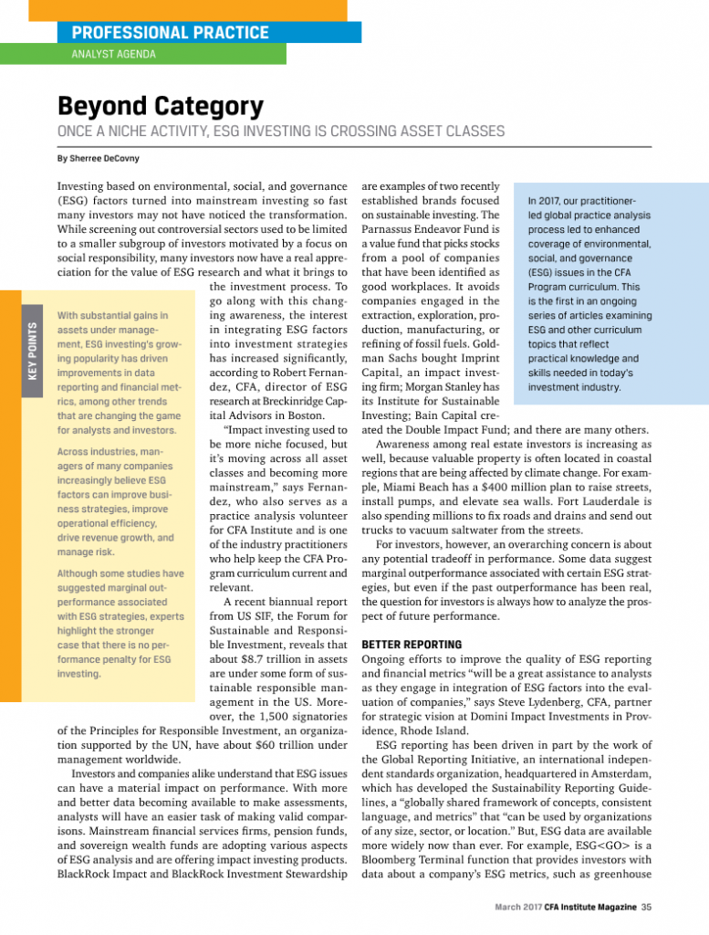 Beyond Category: Once A Niche Activity, ESG Investing Is Crossing Asset ...